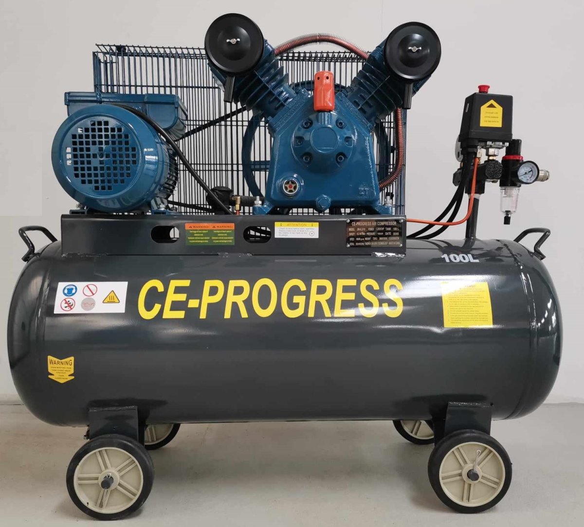 Kompressor 2,2Kw, 300l/m, 10bar, 100l tank - Kompressorer og tilbehør - Ce Progress Aps